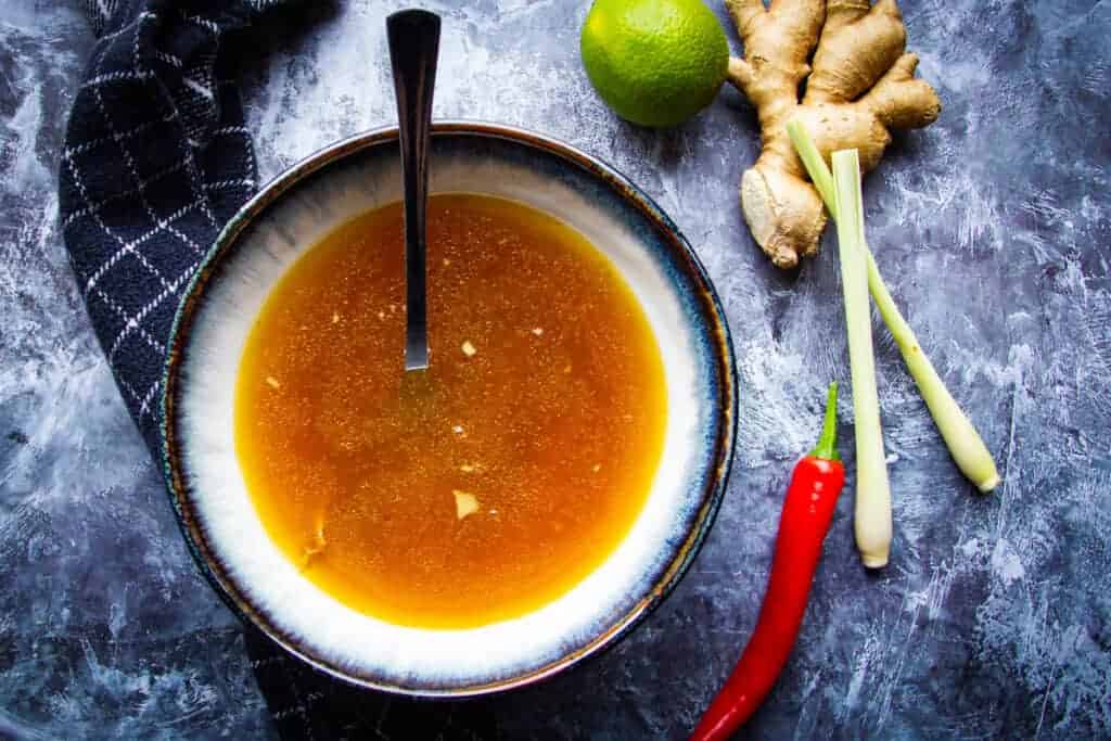 Instant Pot Chicken Bone Broth with Lemongrass + Chili