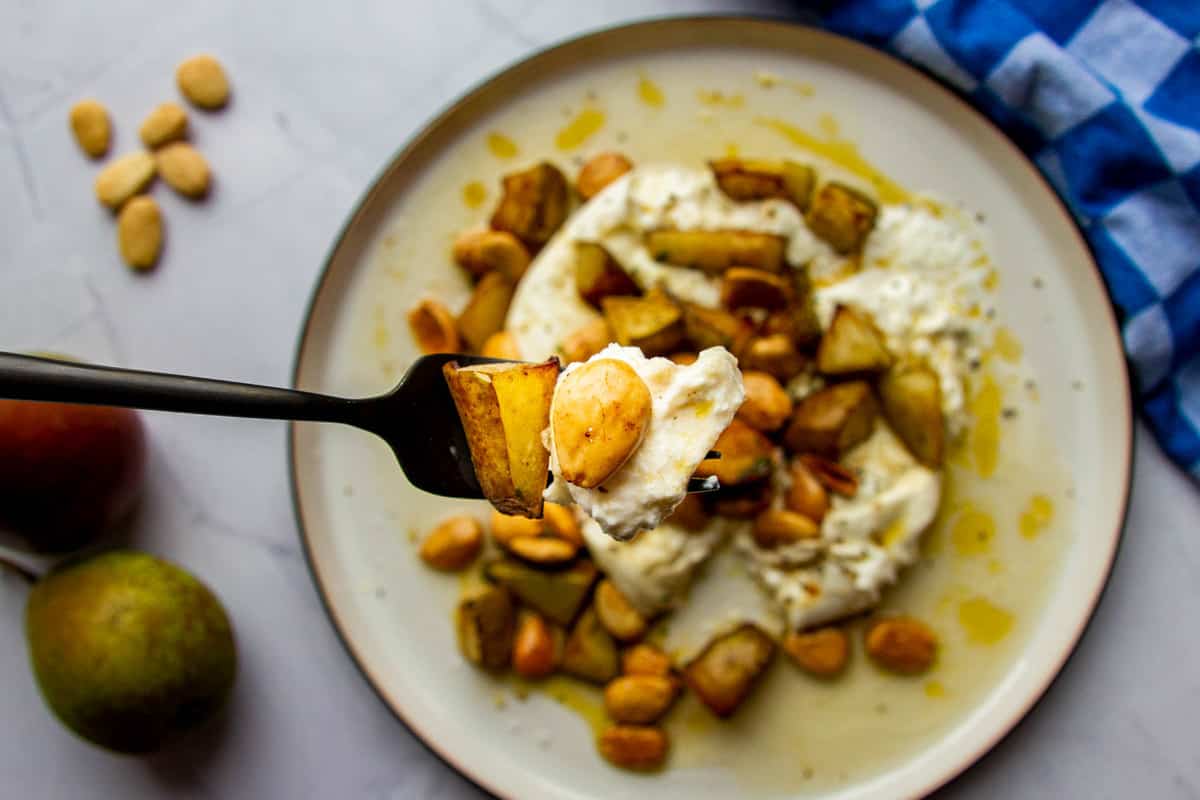 Burrata with Roasted Pear + Brown Butter - Braised & Deglazed