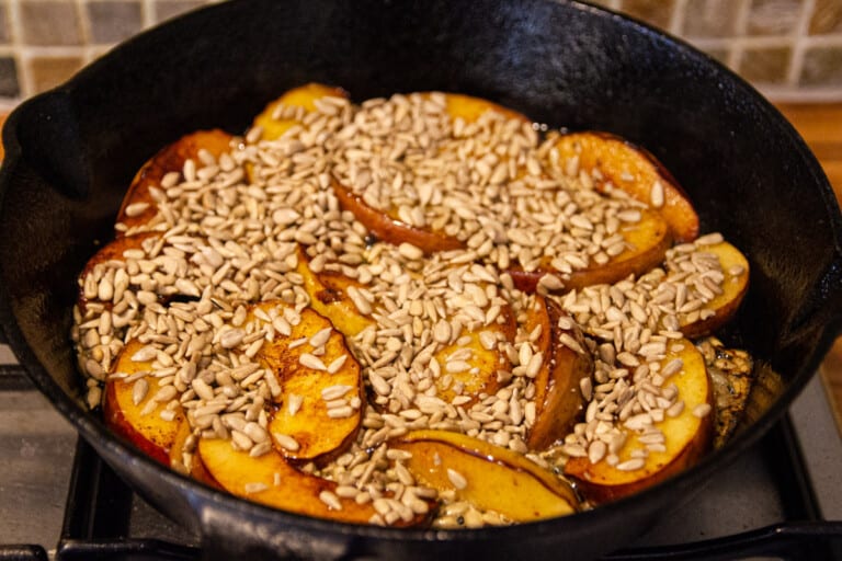 Warm Roasted Apple Spelt Salad with Toasted Sunflower and Sage